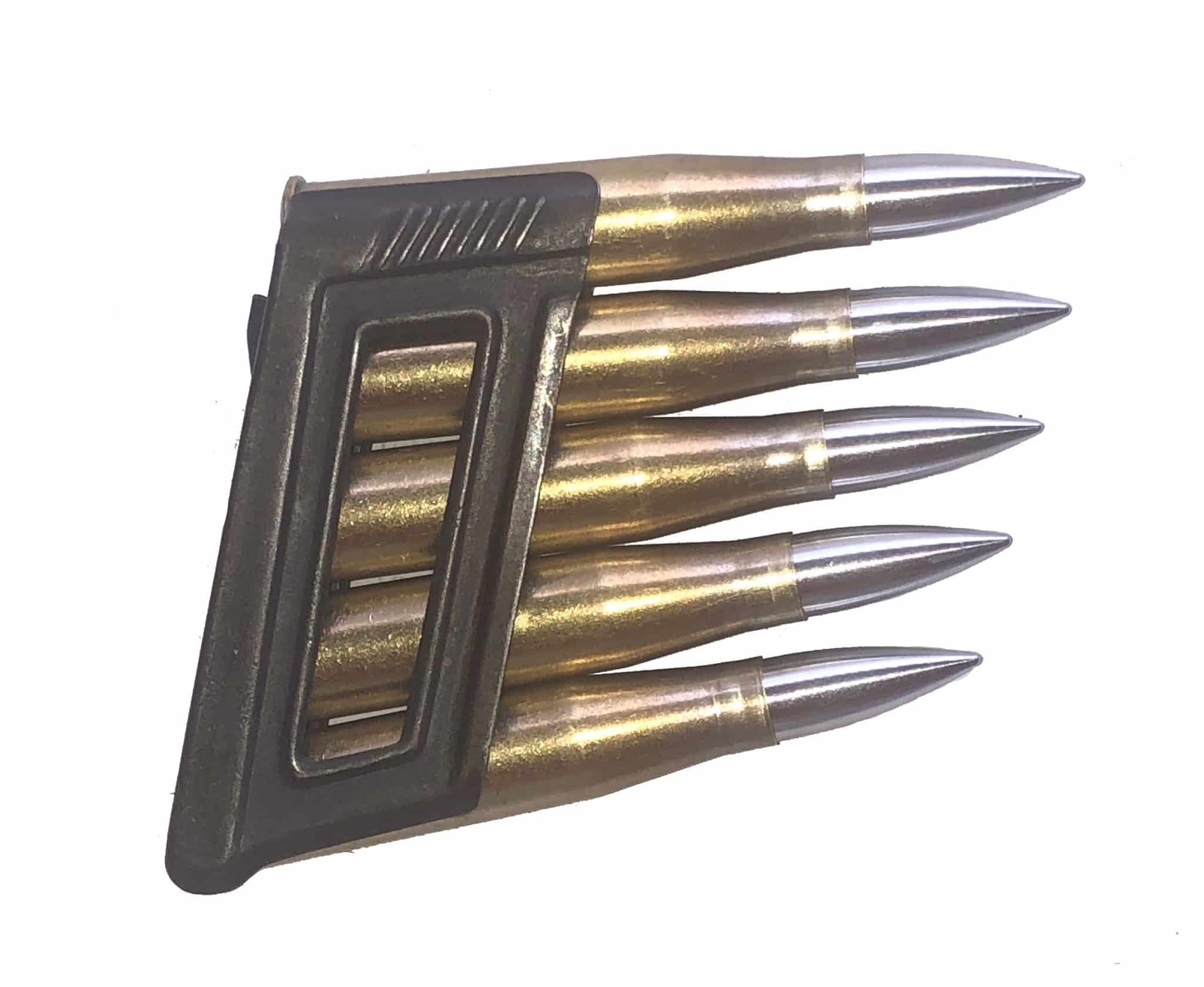 8x56R Hungarian Cupronickel in Steyr Clip - Fakebullets.com